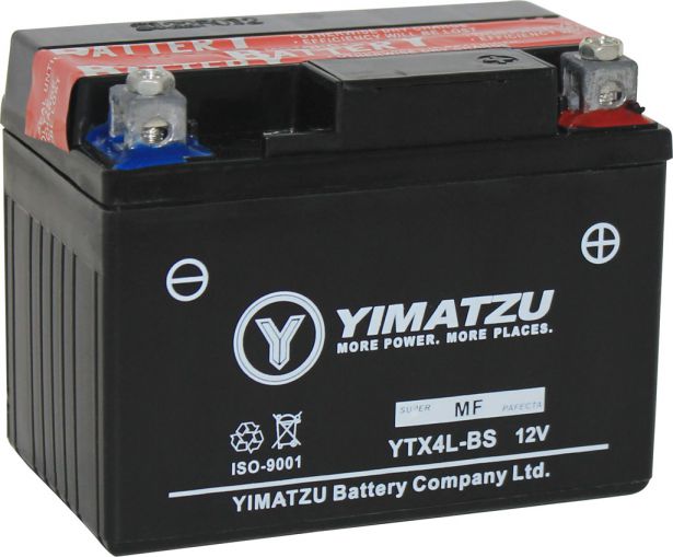 Battery - GTX4L-BS, Yimatzu Brand, Fillable Type Gel – ATV Parts Direct